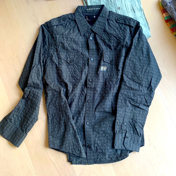 G-Star | Shirts | G Star Xl Quilted Grey W Black Stitch Ls Shirt | Poshmark